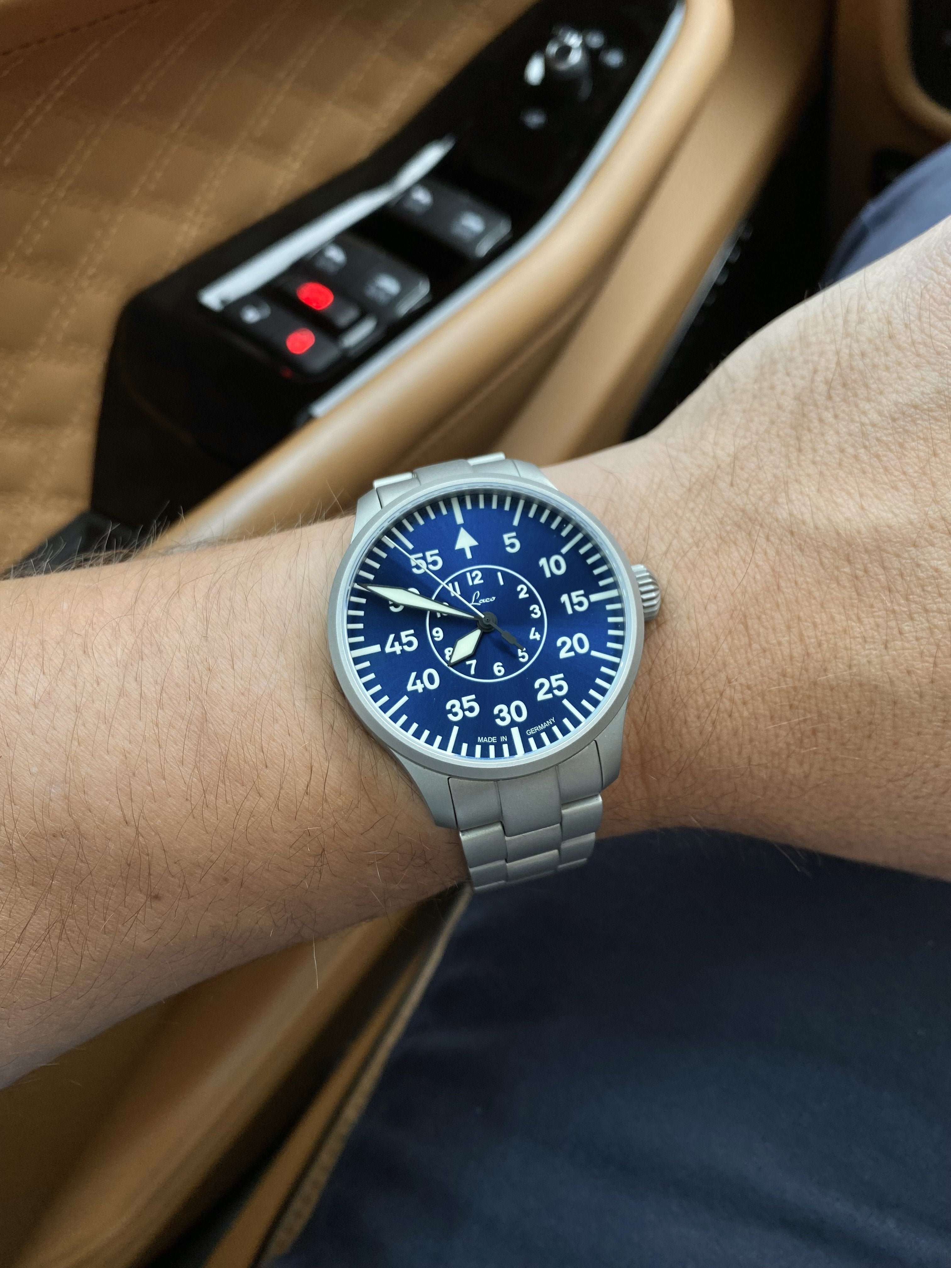 Laco Pilot 42mm Automatic Blue Dial Full Kit | WatchCharts Marketplace