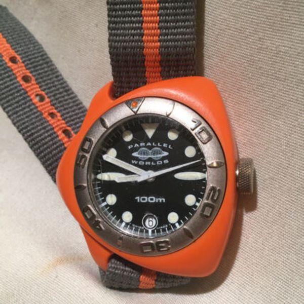 Rare Vintage Parallel Worlds The Fish Swiss Made Diver Watch Rotating ...