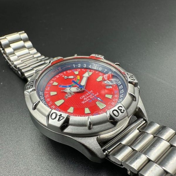 ORIENT Inner Bezel Calendar Watch Red Dial Vintage Rare From JAPAN ...