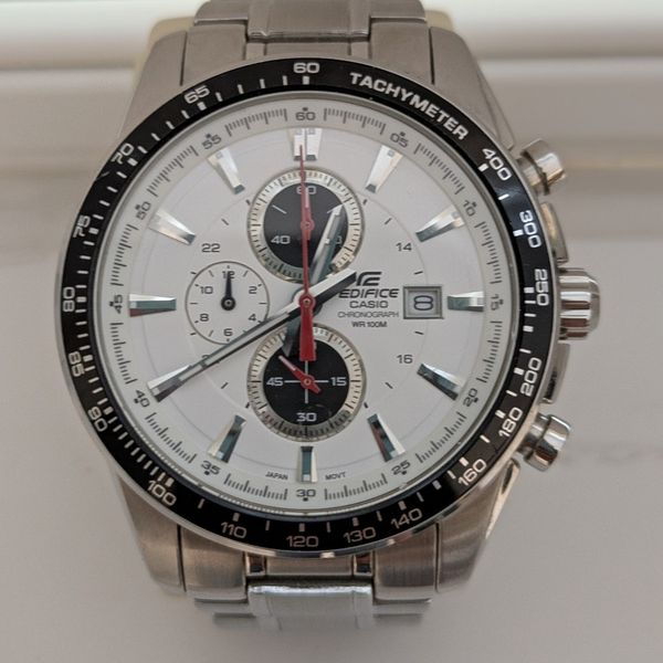 CASIO EDIFICE MENS WATCH STAINLESS STEEL BRACELET & WHITE DIAL ...