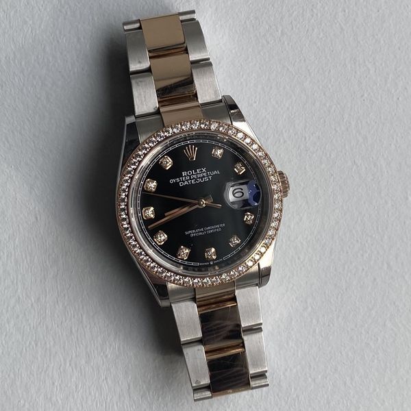 Rolex 126281RBR DateJust 36 Black Two-Tone Rose Gold Factory Diamonds ...