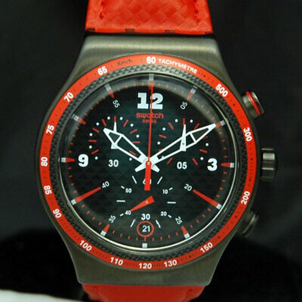 ROSSO FUOCO SWATCH IRONY CHRONO Watch Chronograph YVM401 Red Carbon ...