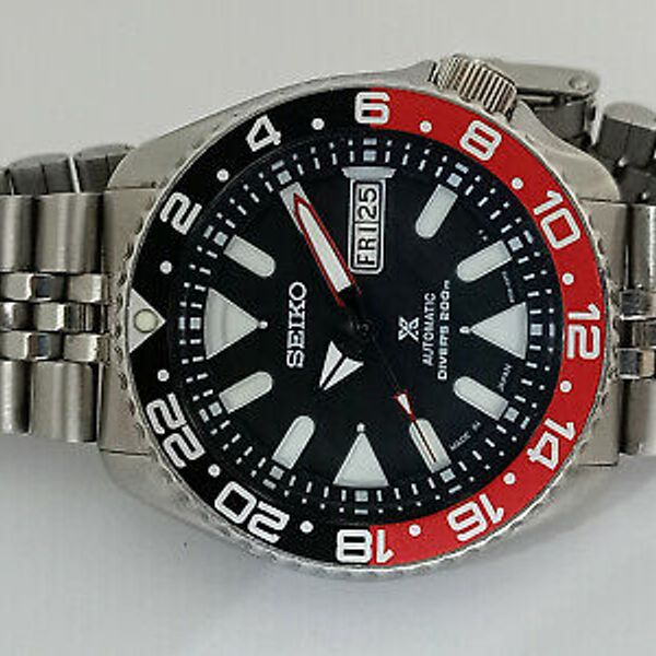 SEIKO DIVER 7S26-0020 SKX007 STUNNING BLACK AIRDIVER AUTOMATIC WATCH ...
