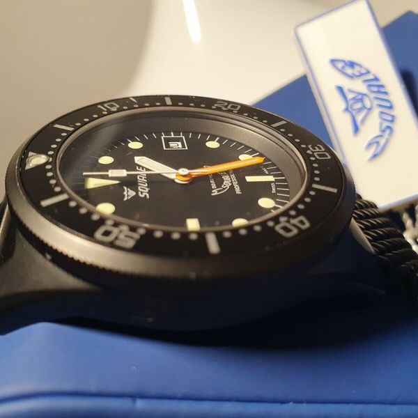 Squale 50 Atmos 1521-026 PVD BLACK, diver watch/diver, 42mm, Full Set ...