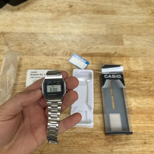 Casio A168 Digital Quartz Wristwatch Stainless Steel Brand New Silver ...