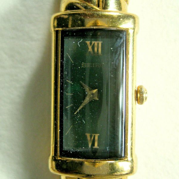 Seiko Women's Quartz Wristwatch Rectangular Jewel-like Dial Goldtone ...
