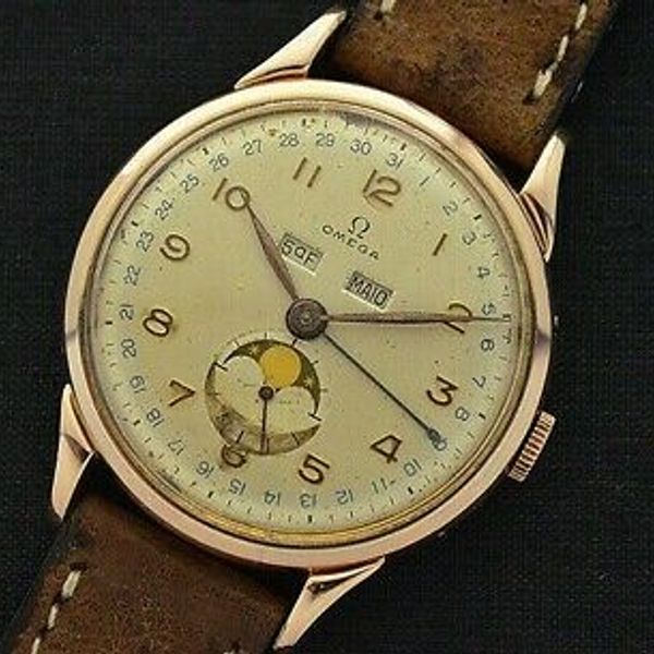 HUGE & RARE OMEGA COSMIC TRIPLE DATE MOONPHASE REF. 2486-2 37.5mm GF ...