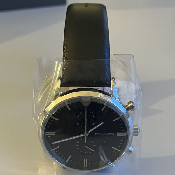 Emporio Armani AR0397 Men's Gianni Black Watch Brand New In Box Bargain ...