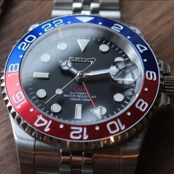 Custom Seiko Pepsi GMT Master Sub 40mm Mod Watch Sapphire Crystal w ...