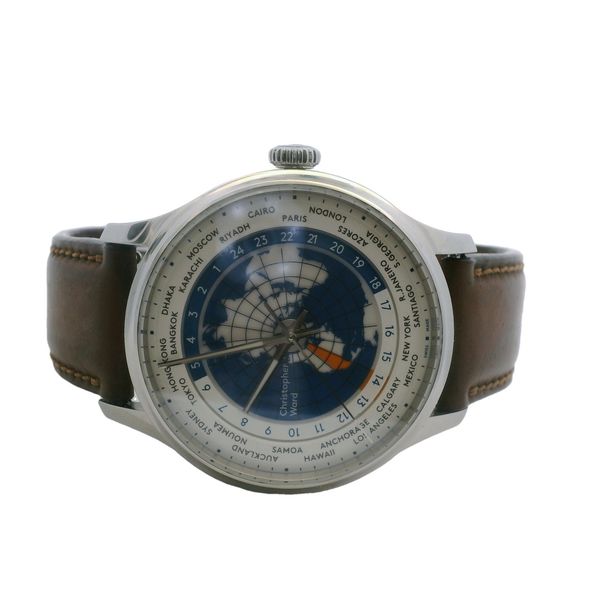 Christopher Ward C1 Worldtimer 43.5mm GMT Steel Automatic Watch ...