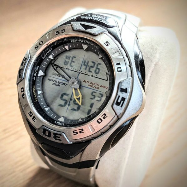 Casio Sea Pathfinder SPF-60D 2782 Twin Sensor ALTI-DEPTH-BAROMETER NEW ...