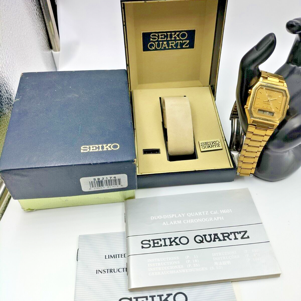 Seiko Mens H601 Alarm Chrono Dual Display Digital w/ Original Box/Paper ...