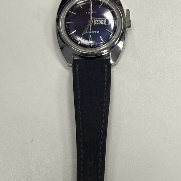 Vintage Timex 1970â s Blue Dial Day Date Quartz Watch Model 96951 ...