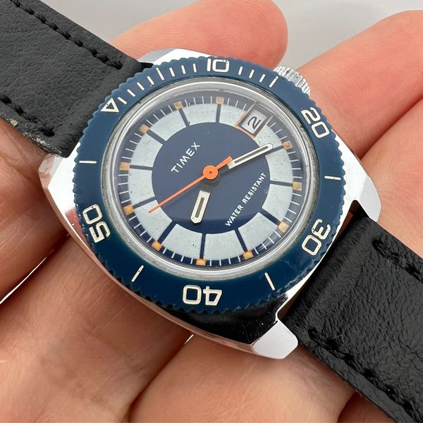 VINTAGE TIMEX DIVER BLUE DIAL MANUAL MENS WATCH | WatchCharts Marketplace