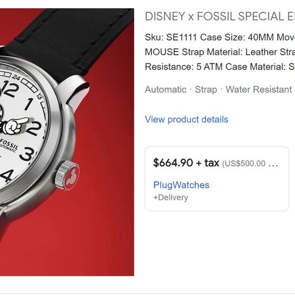 Disney x Fossil Special/Limited Edition Classic Disney Mickey Mouse ...