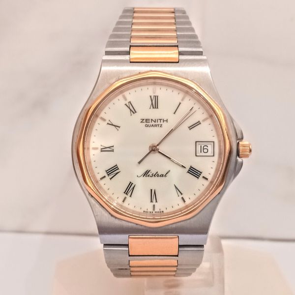 GENTS STEEL/GOLD ZENITH MISTRAL ANNI 90 IN OTTIME CONDIZIONI CON ...