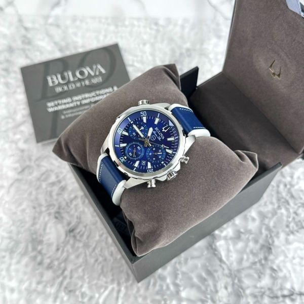 Bulova Marine Star Blue Dial 43MM Chronograph Quartz Men's Watch 96B287 ...