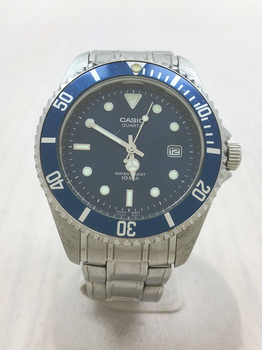 [Used] CASIO MTD-1010 / Quartz watch / Analog / Stainless steel / Blue ...