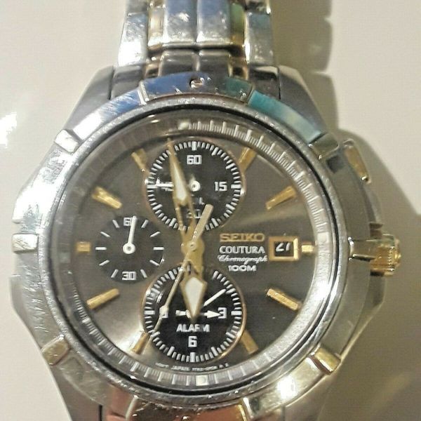 Seiko Coutura Chronograph 100m Black Dial Two Tone Men’s Watch ...