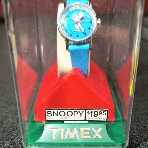 1958 Vintage Timex Peanuts Snoopy Blue Watch Band RARE Packaging Box ...