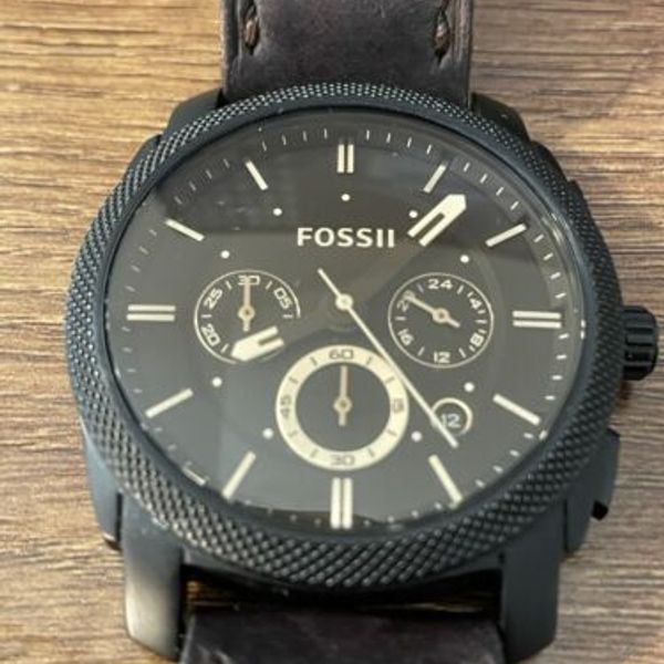 Fossil Machine Mid-Size Chronograph Brown Leather Watch | WatchCharts ...