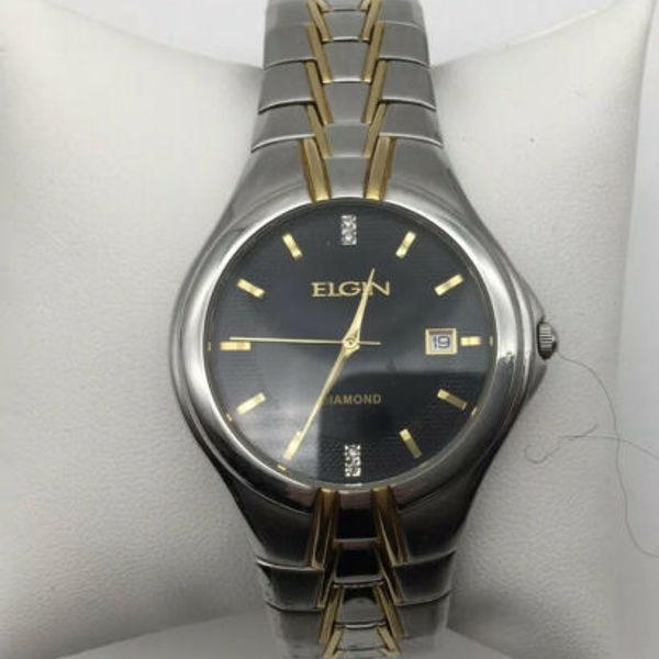Men's Elgin FG156 Diamond Two Tone Stainless Steel Watch | WatchCharts ...