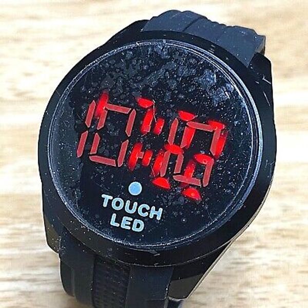 Unused Accutime Mens Black Touch Red LED Digital Quartz Watch~Date~New ...
