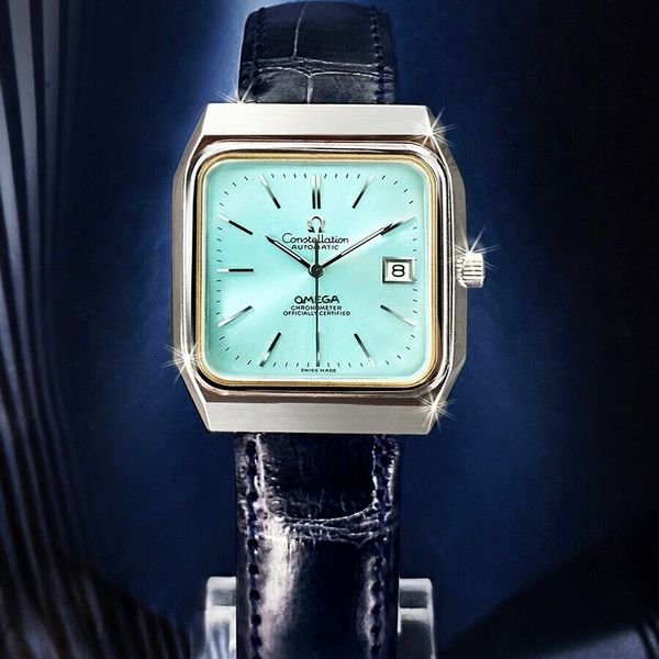 Authentic' OMEGA CONSTELLATION CHRONO ICE BLUE DIAL AUTOMATIC WATCH ...
