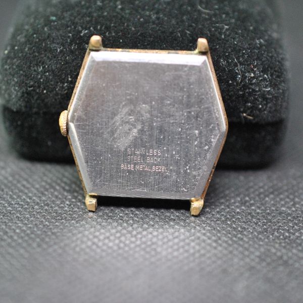 Vintage 1960s Swiss Wittnauer Gold Tone Diamonds Hexagon Wrist Watch ...