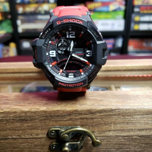 Casio G-Shock Aviation Black Dial Red Resin Quartz Watch Model - ga ...