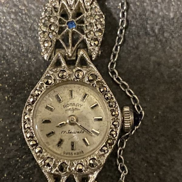 Rotary Vintage Ladies Dress Watch. Marcasite Bracelet, 17 Jewels ...