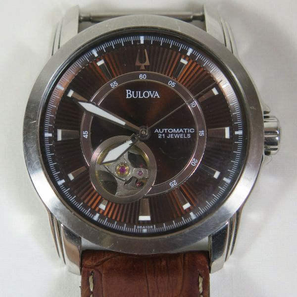 Men's Bulova Automatic C860929 21 Jewel Brown Dial Stainless Steel ...