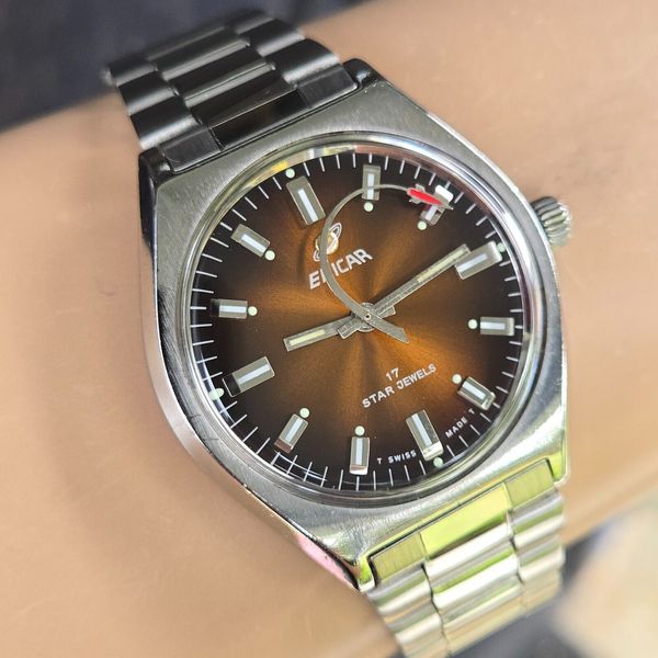Vintage ENICAR men's manual wind watch Rocket second hand swiss 1970s ...
