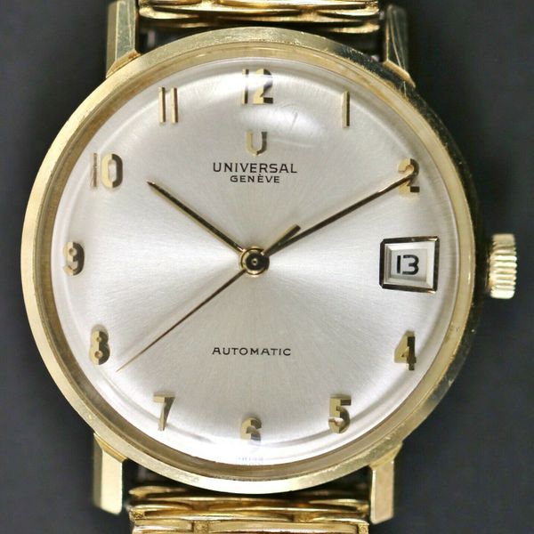 Vintage Universal Geneve Solid 14k Gold Mechanical Automatic Date ...