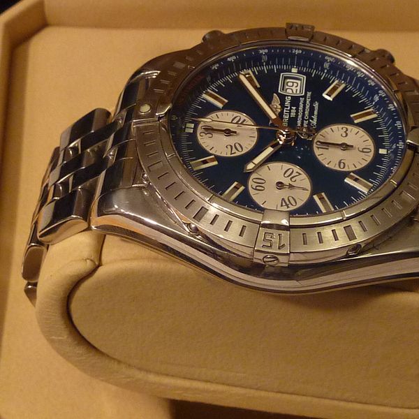 Breitling Cronomat Evolution w/ blue dial and white subs - beautiful! W ...