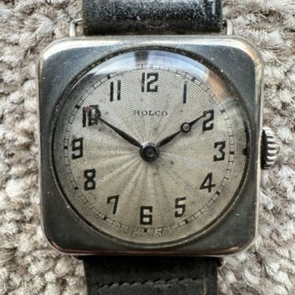 Vintage Rolex Rolco Hand Wind Watch Square Solid Silver Case Working ...