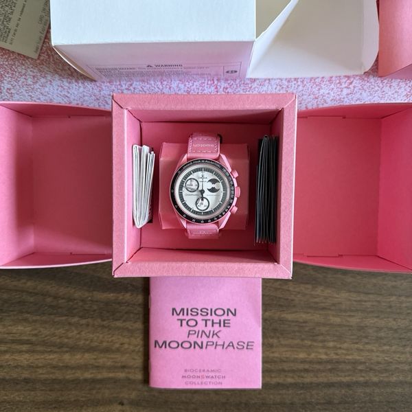 Omega X Swatch Moonswatch Mission To The Pink Moonphase Moon - NEW w ...
