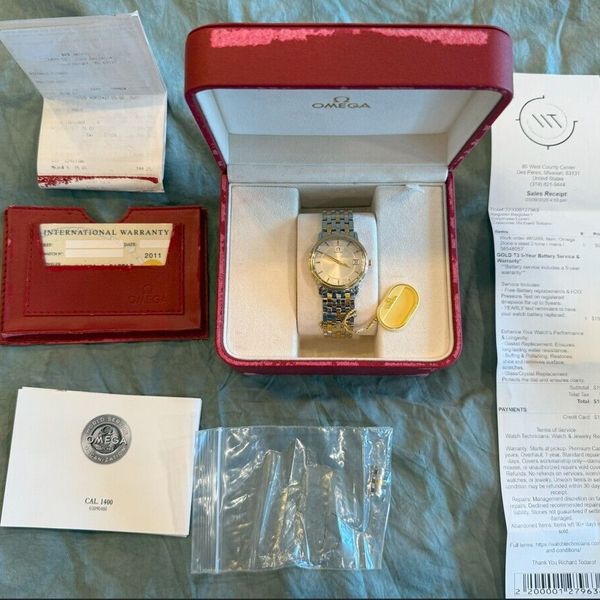 OMEGA De Ville Prestige Two Tone Stainless & Yellow Gold Watch Full Set ...