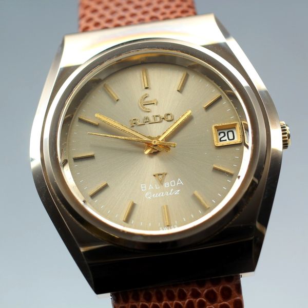New Band *N MINT* Vintage RADO BALBOA V 35mm Gold Date Men's Quartz ...