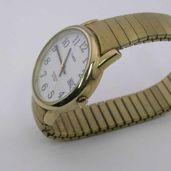 Timex Indiglo 30m Watch White Dial w/ Date Gold Tone Working ...