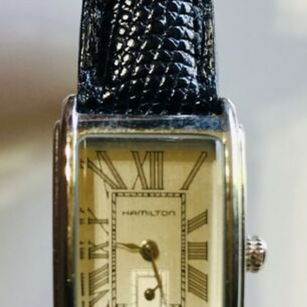 Hamilton Tank Watch H112110 Quartz Analog Leather Band Silver Face ...