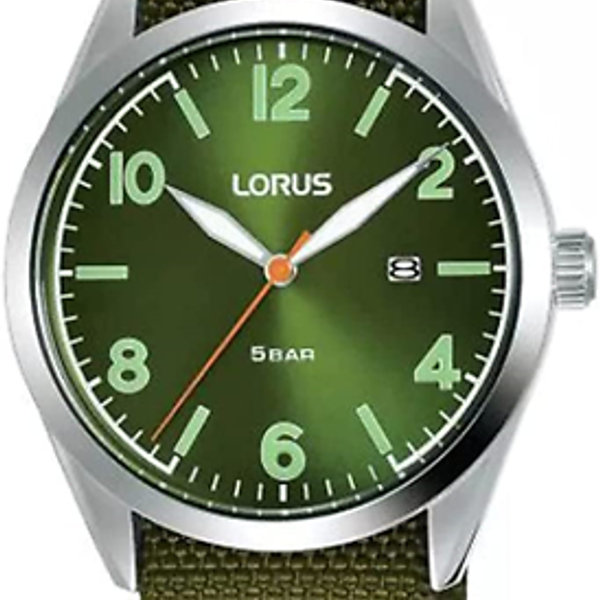 Lorus Men's Analogue Quartz Watch with Green Dial and Green Nylon Strap ...