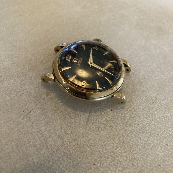 Vintage Omega Automatic Watch, Bumper Black Dial Omega 14k Yellow GF ...