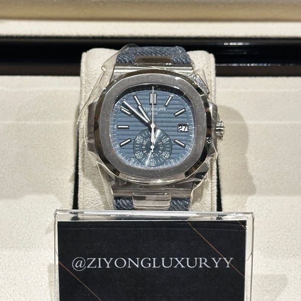 New Jan 2025 Patek Philippe 5980/60G-001 white gold blue dial Jeans ...