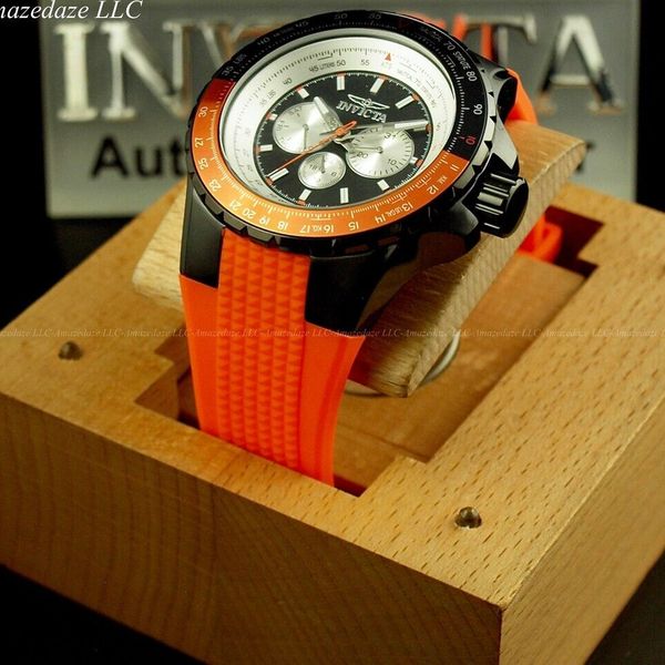 NEW Invicta Men's 50mm Aviator Stainless Steel Tachymeter BLACK DIAL ...