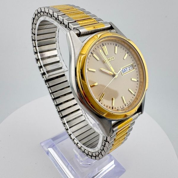 Vintage Men's Seiko 7N43-8199 Quartz Wristwatch Day/Date NEW BATTERY ...