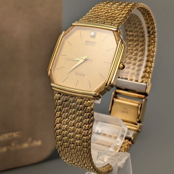 SEIKO Dolce 7731-5000 Gold Plated Diamond Quartz Men's watch Vintage w/box | WatchCharts Marketplace