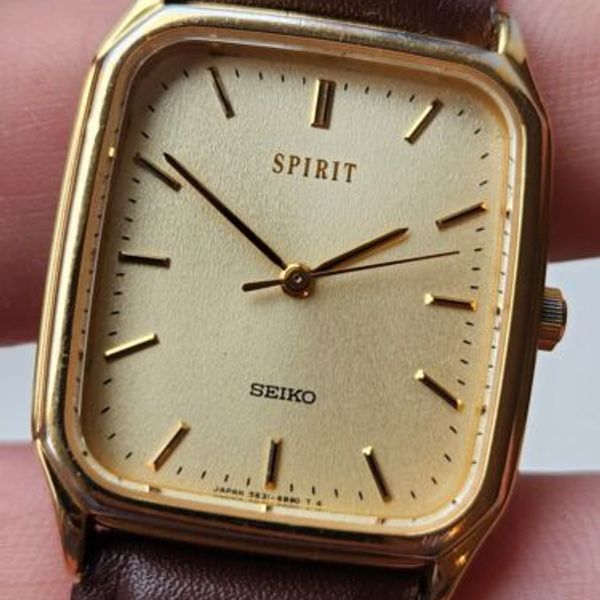 Vintage 1995, GOLD, FROSTED DIAL, SEIKO SPIRIT QUARTZ, 5E31-5B50 Mens ...