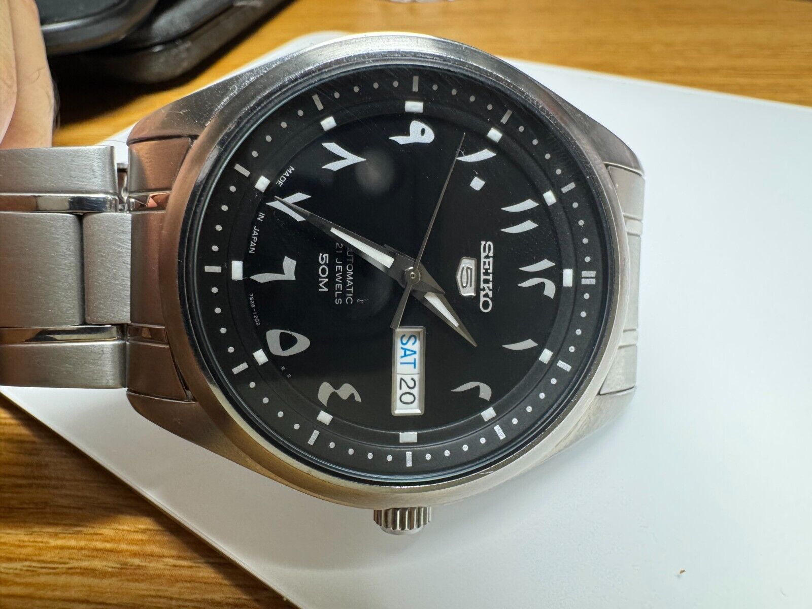 Seiko 5 Automatic Black Arabic Dial Men's Watch SNKP21J1, Complete Box ...