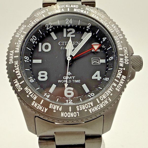 Citizen Promaster Land GMT World Time Eco Drive Watch Lot. H577 ...